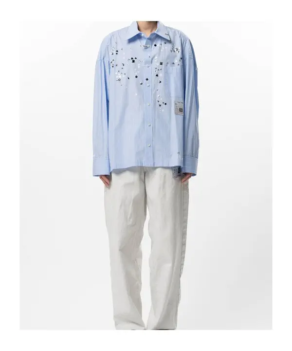 Mihara Yasuhiro Striped Shirt With Stud Embellishments