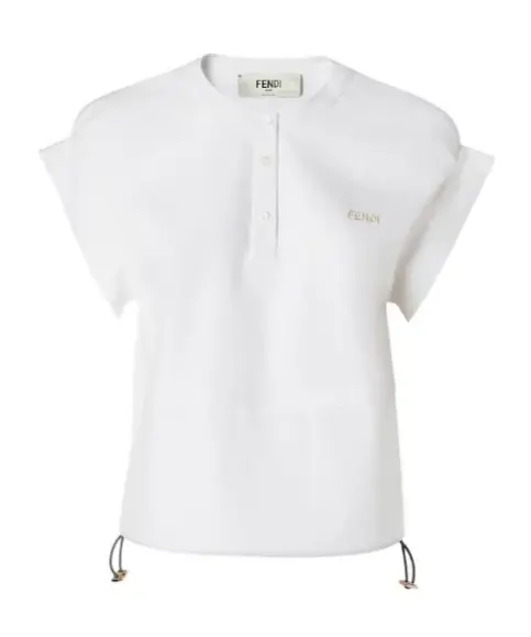 Fendi Short Sleeve Drawstring Hem Blouse - White