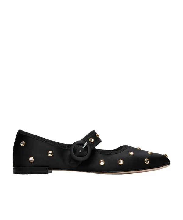 Repetto Georgia Mary Jane Flats With Rhinestone Embellishment - Black