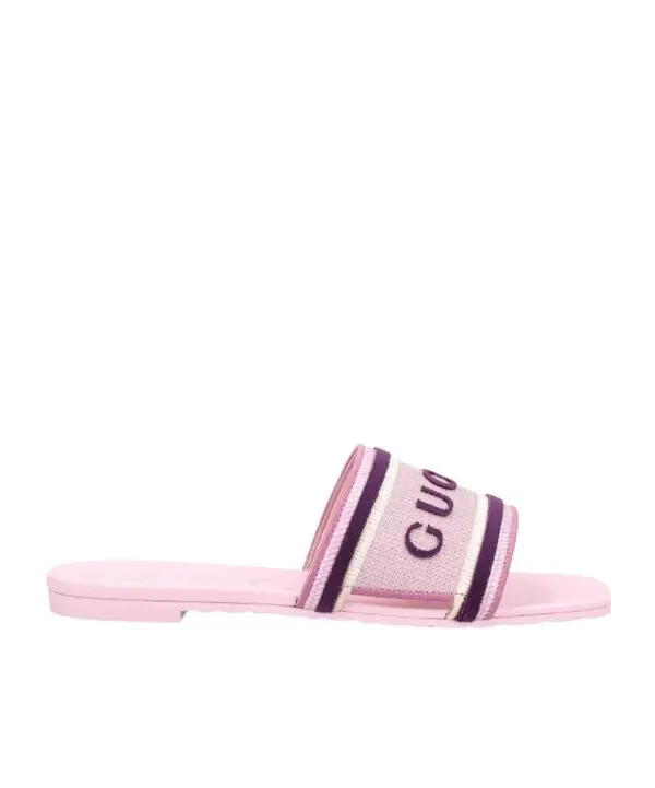 Gucci Logo Lettering Slip-on Slides - Pink