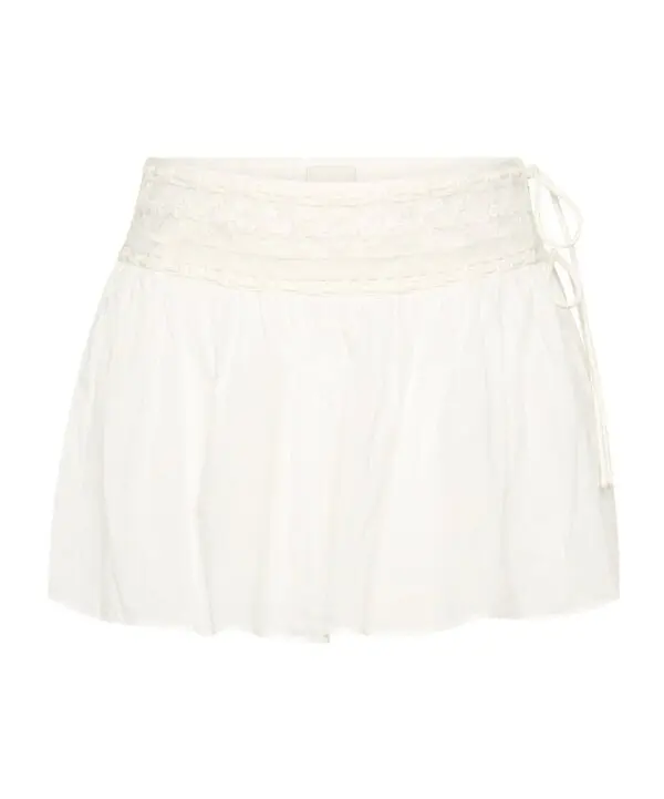 Posse Danielle Smocked Skort With Lace Patchwork - White