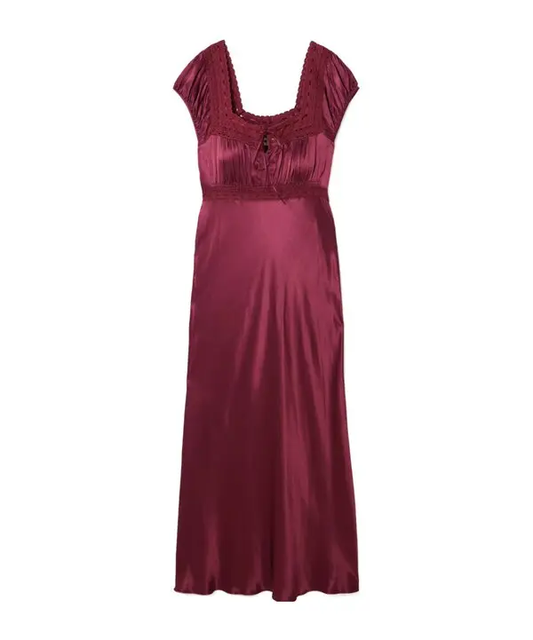 Rixo Square Neck Dress - Wine Red