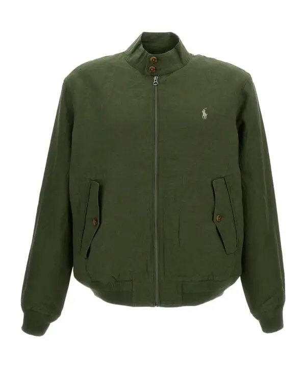 Polo Ralph Lauren Windbreaker Linen Zip Jacket With Stand Collar - No
