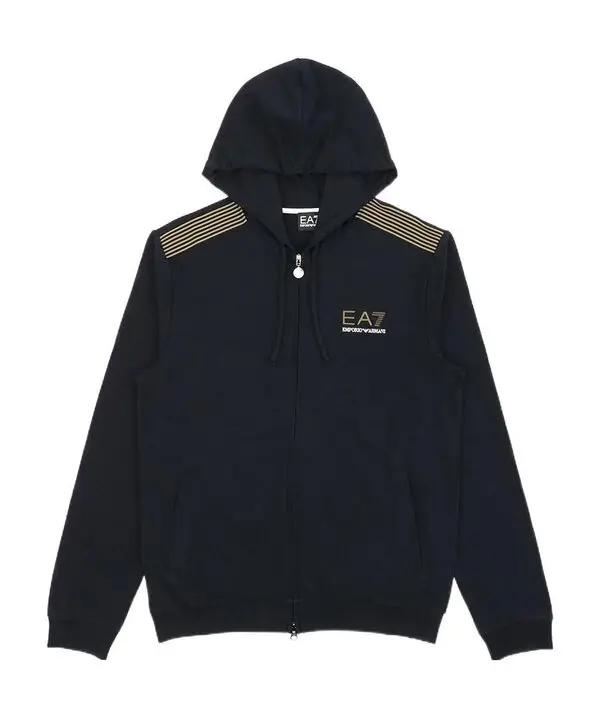 EA7 Logo Print Hooded Jacket