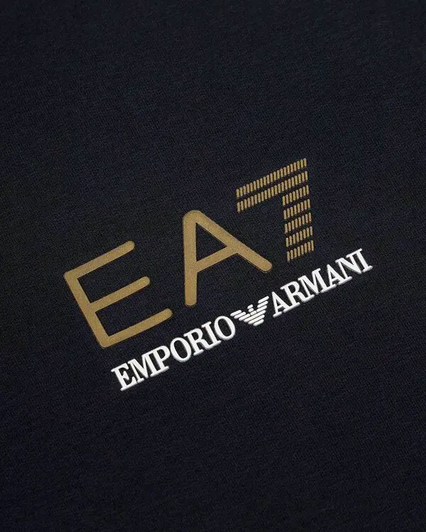 EA7 Logo Print Hooded Jacket