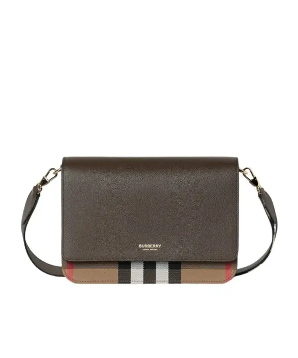 Burberry Mackford Flip Check Shoulder Bag - Black