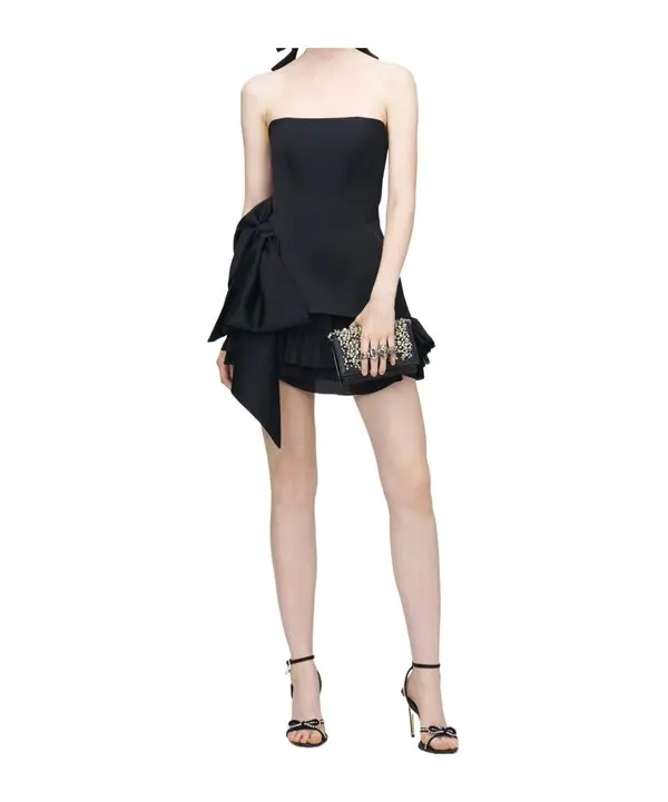 Alexander McQueen Bow-detail Pleated Mini Dress