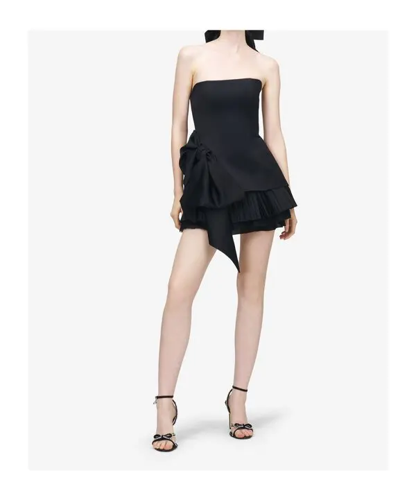 Alexander McQueen Bow-detail Pleated Mini Dress