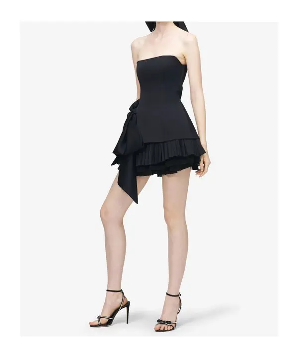 Alexander McQueen Bow-detail Pleated Mini Dress