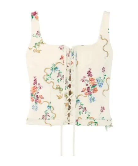 Alexander McQueen Floral Lace-up Corset Top - Polychromatic