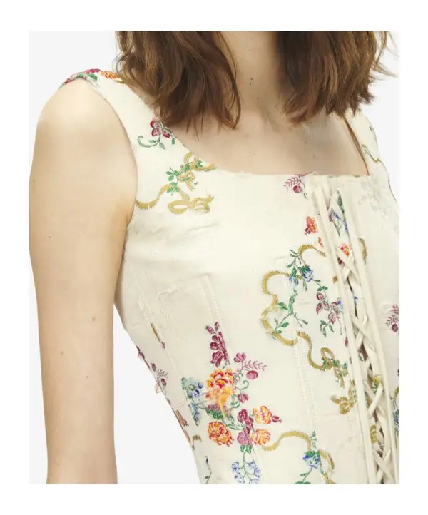 Alexander McQueen Floral Lace-up Corset Top
