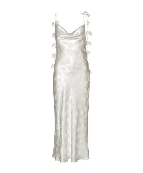 ROTATE BY BIRGER CHRISTENSEN Cowl Neck Midi Dress With Tie Detail