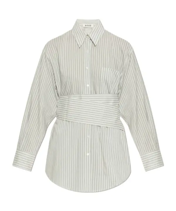 RÓHE Striped Belted Shirt - Fine Stripe