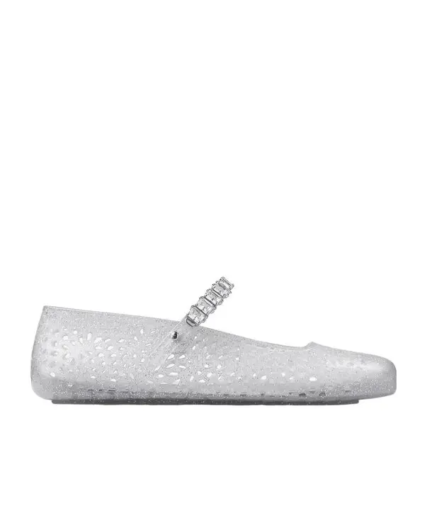 JIMMY CHOO Jelly Ballet Flats With Rhinestone Embellishment