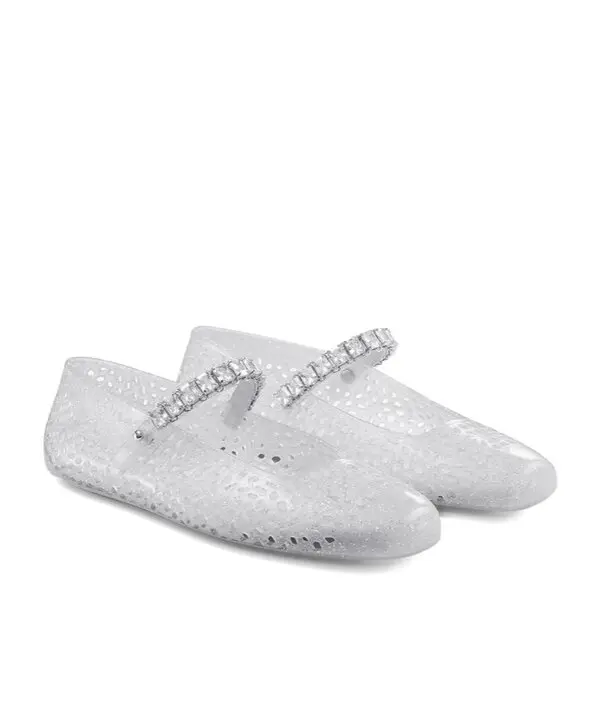 JIMMY CHOO Jelly Ballet Flats With Rhinestone Embellishment