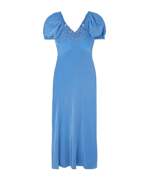 Rixo Lace Collar Dress - Blue