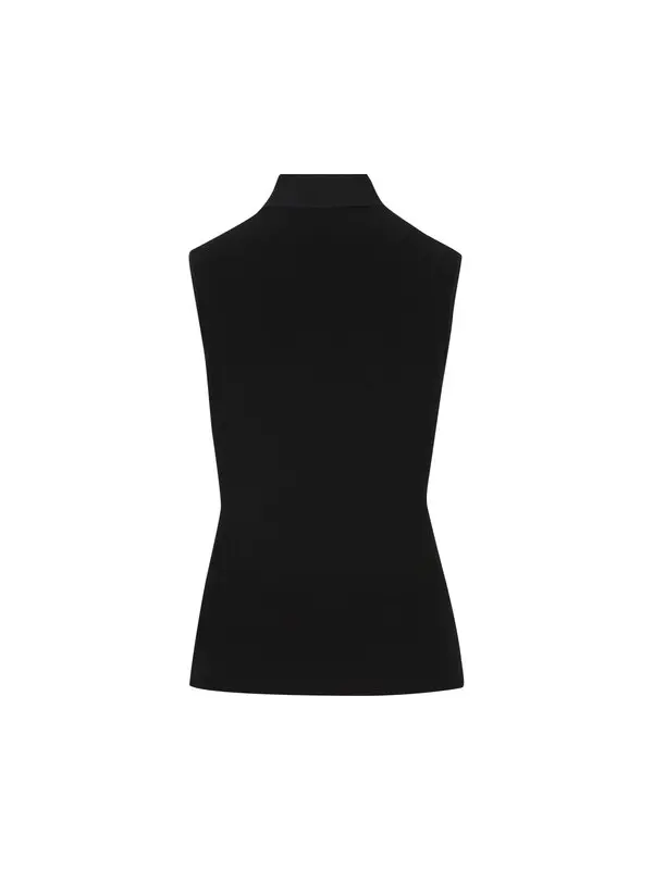 Loewe High-neck Sleeveless Top With Double L Embroidery - Black