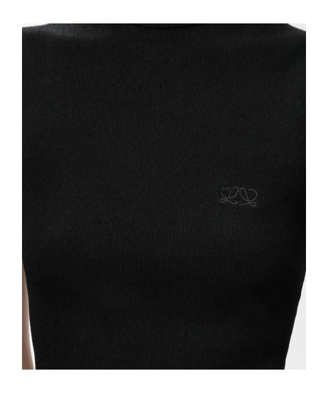 Loewe High-neck Sleeveless Top With Double L Embroidery - Black