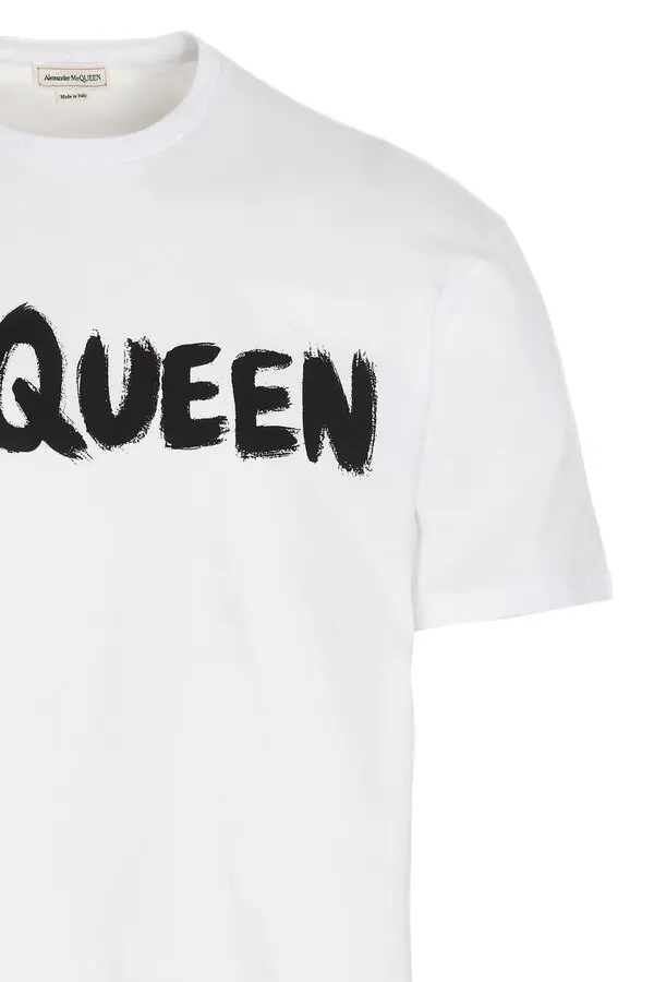 Alexander McQueen Graffiti Logo Crewneck T-shirt