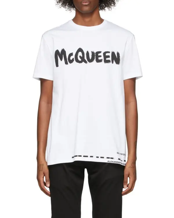Alexander McQueen Graffiti Logo Crewneck T-shirt