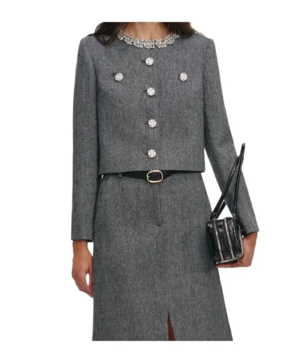 SELF-PORTRAIT Cropped Jacket With Diamanté Embellishments