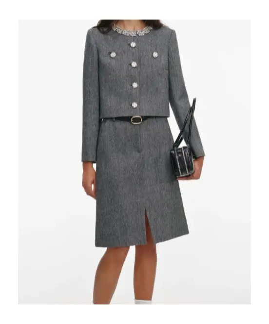 SELF-PORTRAIT Cropped Jacket With Diamanté Embellishments
