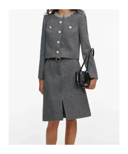SELF-PORTRAIT Cropped Jacket With Diamanté Embellishments