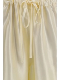 Khaite Rohen Wide Leg Satin Pants - Cream