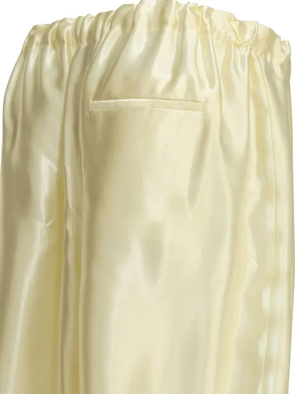 Khaite Rohen Wide Leg Satin Pants - Cream