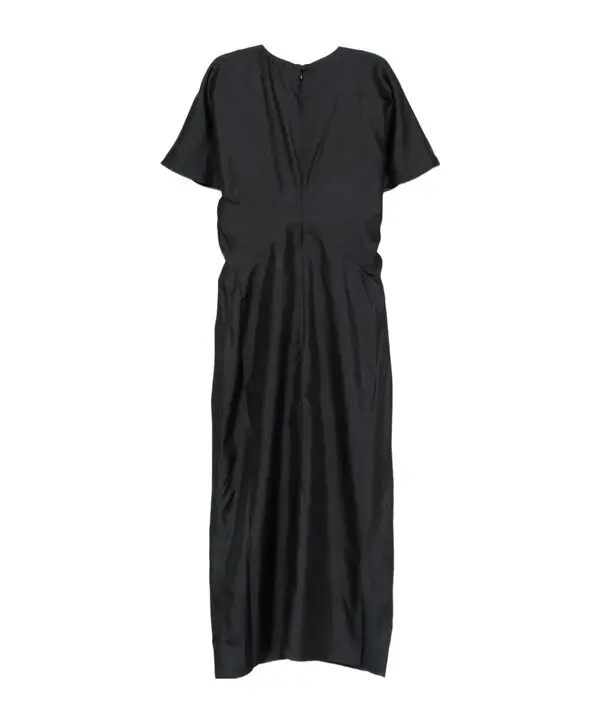 Soeur Pleated Short Sleeve Dress - Black
