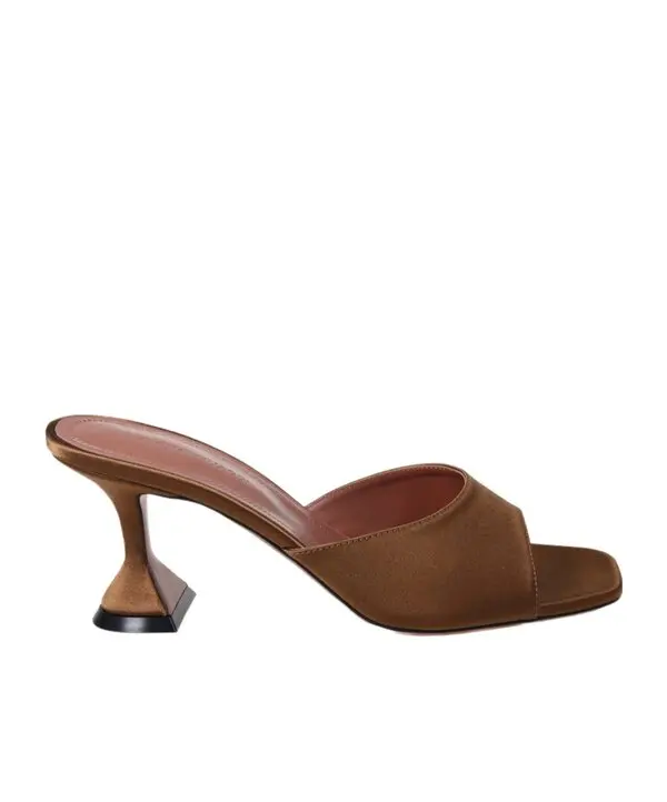 Amina Muaddi Square-toe High-heeled Sandals - Mocha