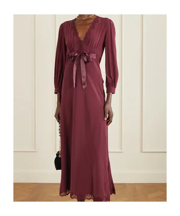 Rixo Adaline Lace-trimmed Silk Maxi Dress