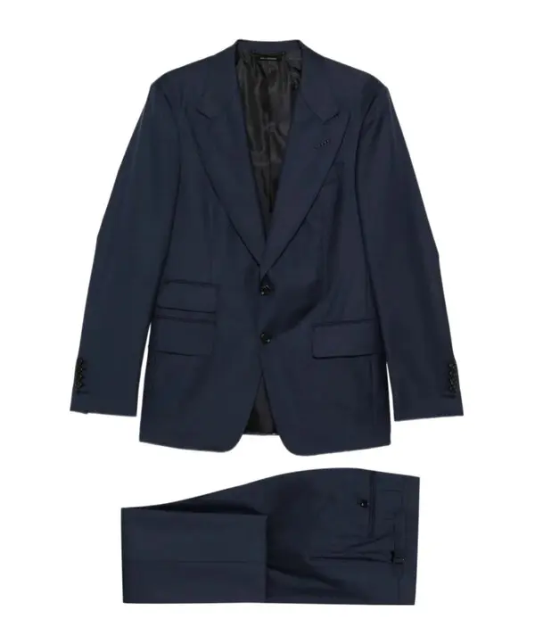 TOM FORD Flap-pocket Single-breasted Suit - Navy