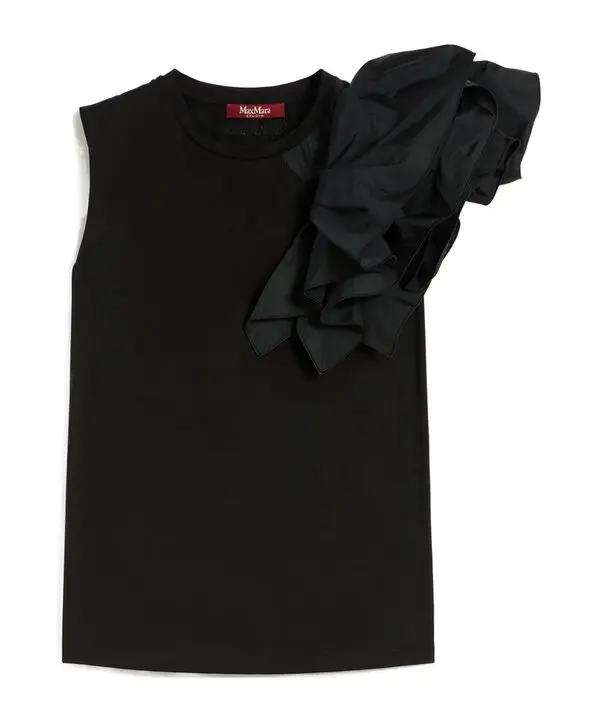 Max Mara Sleeveless Top With Oversized Floral Embellishments - Black