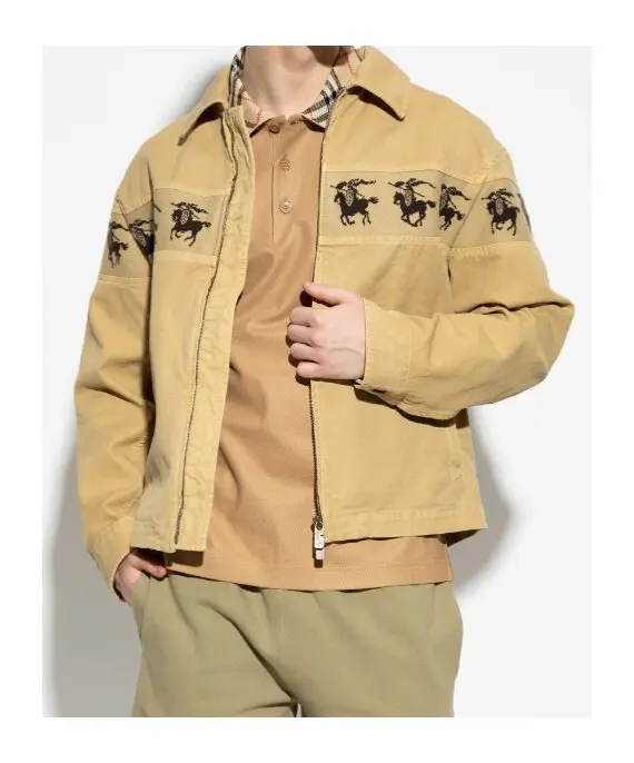Burberry E.k.d." Motif Zipped Jacket - Beige
