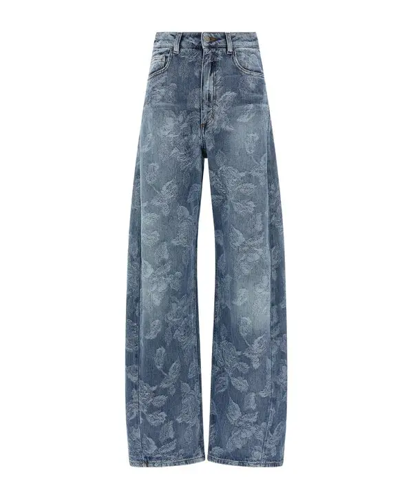 Giuseppe Di Morabito Jacquard Wide-leg Jeans With Floral Embroidery