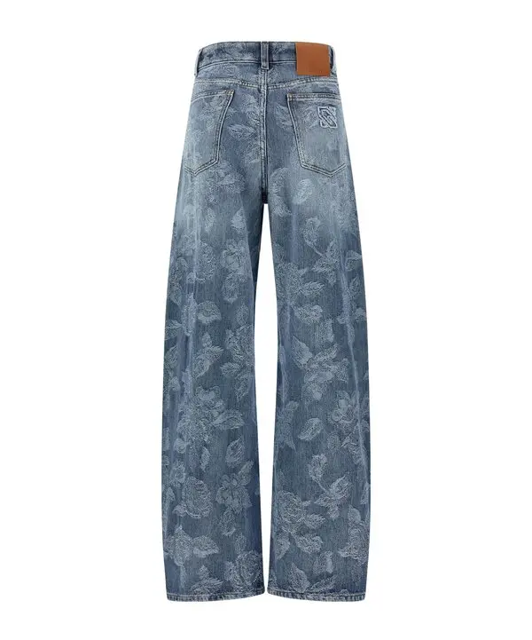 Giuseppe Di Morabito Jacquard Wide-leg Jeans With Floral Embroidery