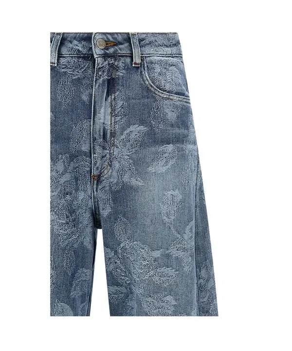 Giuseppe Di Morabito Jacquard Wide-leg Jeans With Floral Embroidery