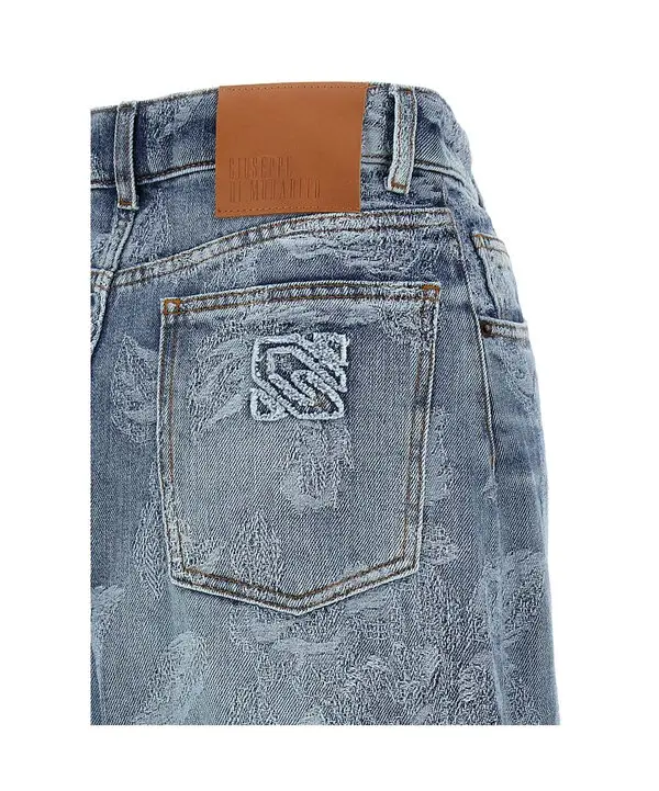Giuseppe Di Morabito Jacquard Wide-leg Jeans With Floral Embroidery
