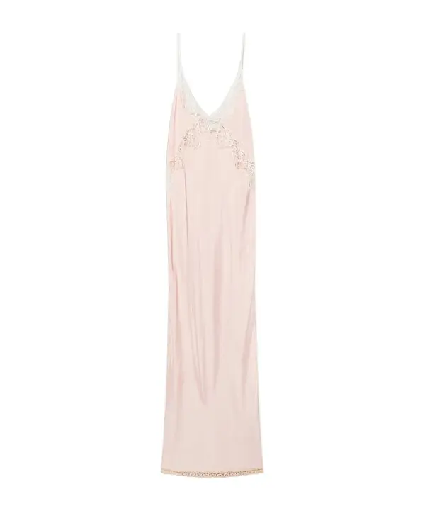 FORTE_FORTE Lace-trim Long Dress - Pink