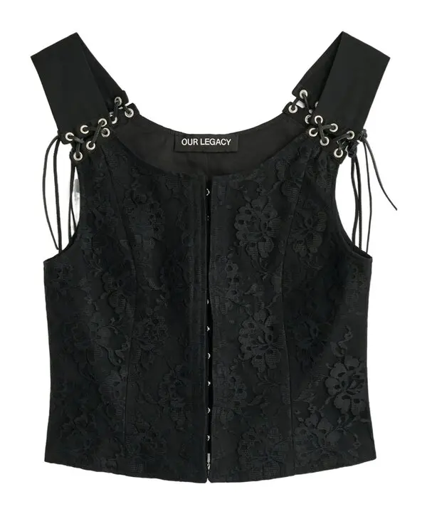 Our Legacy Floral Lace-up Gilet - Black