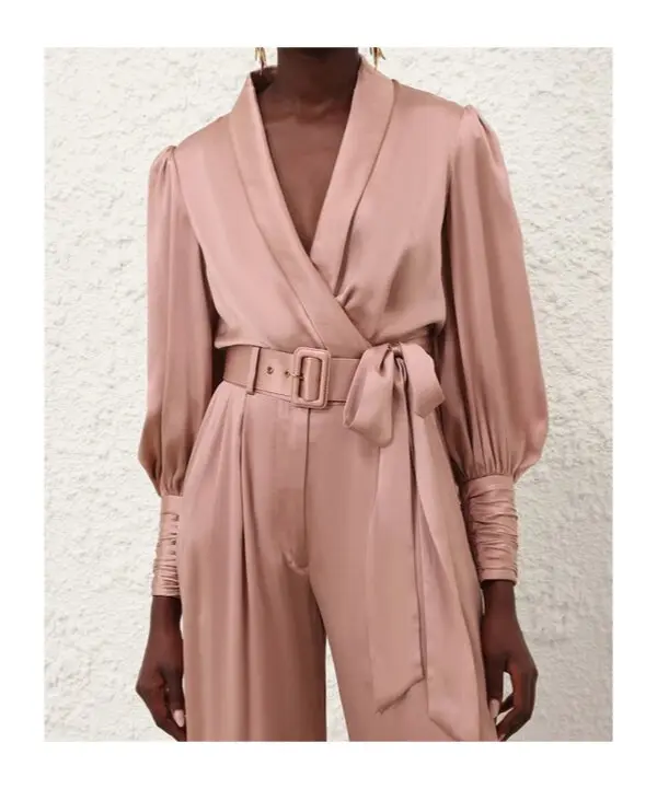 Zimmermann Wrap-design Blouse With Blouson Sleeves - Pink