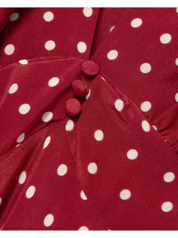 Rixo Polka Dot V-neck Long Sleeve Maxi Dress - Red