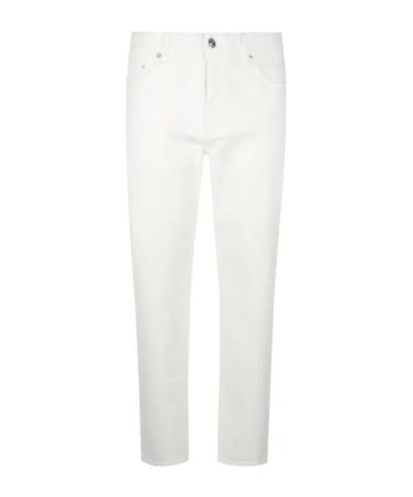 Zegna Logo Patch Straight Leg Jeans - White