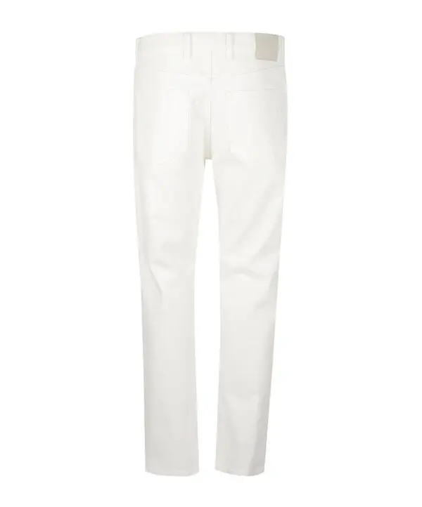 Zegna Logo Patch Straight Leg Jeans - White