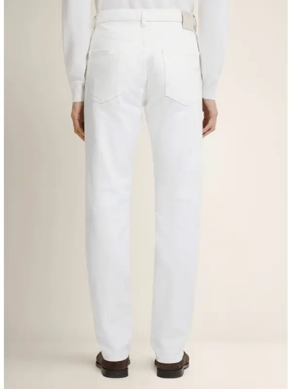 Zegna Logo Patch Straight Leg Jeans - White