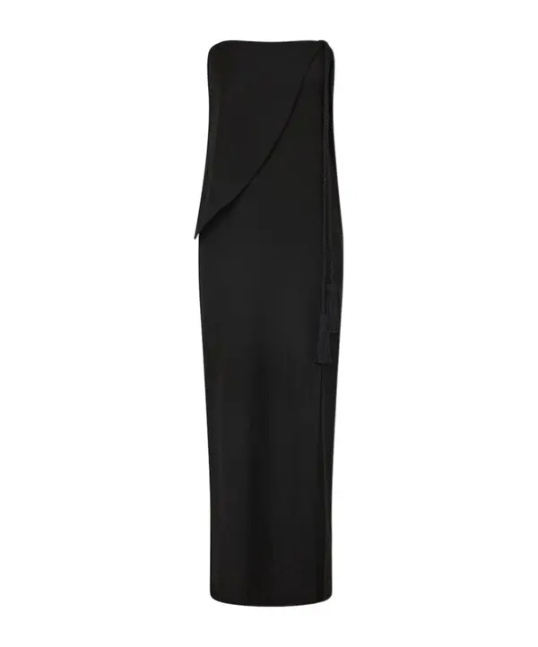Posse Elspeth Belted Draped Wool-twill Maxi Dress - Black