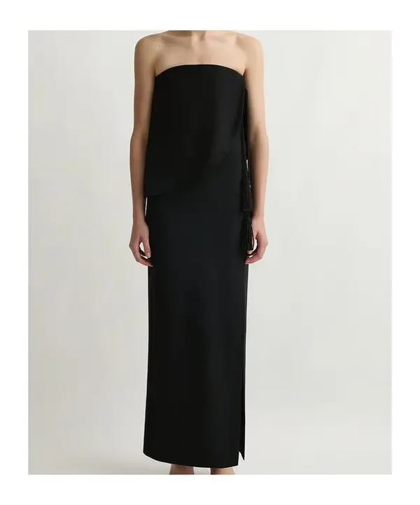 Posse Elspeth Belted Draped Wool-twill Maxi Dress