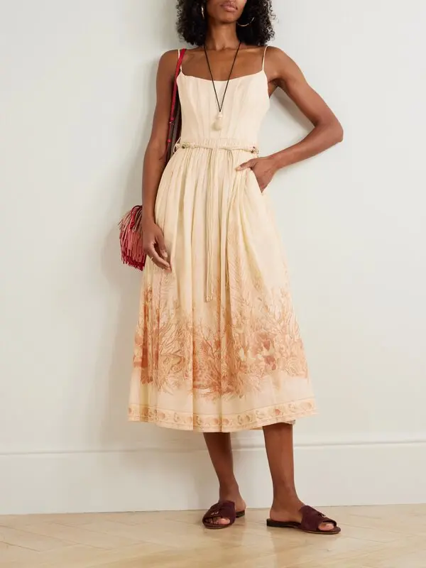 Zimmermann Wanderlust Corset Midi Dress - Nude