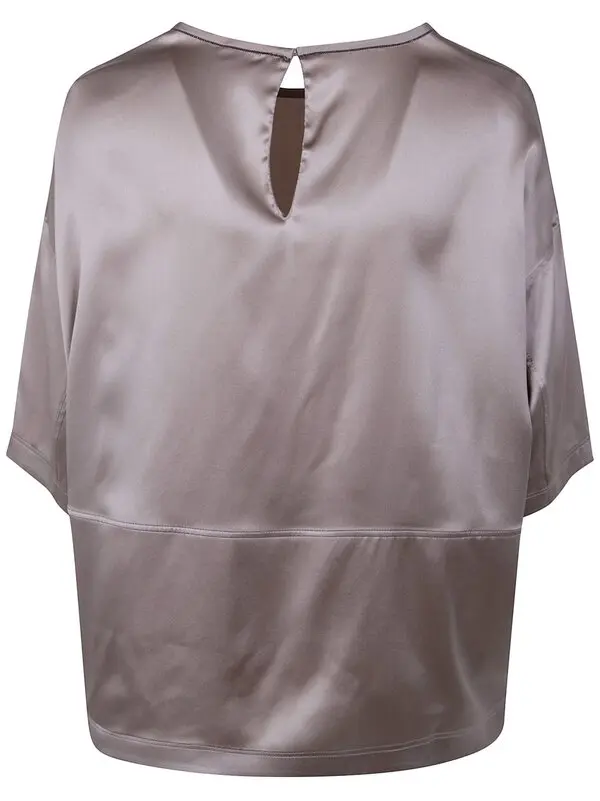 Brunello Cucinelli Keyhole Crewneck Short Sleeve Top - No
